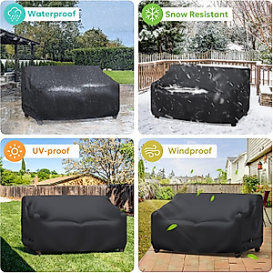 Outdoor Furniture Covers Waterproof, Gorpche 3-seater Outdoor Sofa Cover, Heavy Duty Lawn Patio Furniture Covers with Upgrade Fastener Windproof Buckle Straps, Outdoor Couch Cover - 60"W x 34"D x 30"H
