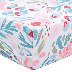 Trend Lab Painterly Floral 3 Piece Crib Bedding Set, Offers A Great Photo Oportunity, Includes Quilt, Fitted Crib Sheet and Skirt