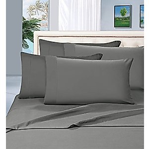 Elegant Comfort Luxurious Bed Sheets Set on Amazon 1500 Premier Wrinkle,Fade and Stain Resistant 4-Piece Bed Sheet set, Deep Pocket, Queen Grey