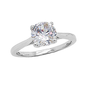 Elegant 10k White Gold Solitaire CZ Engagement Ring (Medium) (Size 11)