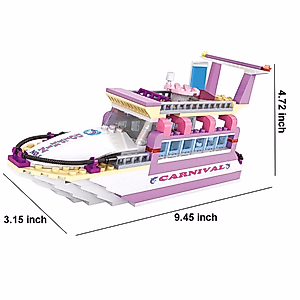 BRICK STORY Dream Girls Cruise Ship Building Toys Playset Creative Friends Yacht Building Sets 318 Pieces Girls City Boat Model Building Kit Christmas Birthday Gift for Kids Age 6-12
