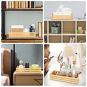 MinBoo Bamboo Toilet Paper Basket Toilet Tank Top Toilet Paper Storage Bathroom Trays for Counter Bamboo Bathroom Accessories for Bathroom Decor Bamboo Storage Basket