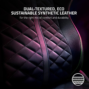 Razer Enki X Essential Gaming Chair: All-Day Gaming Comfort - Built-in Lumbar Arch - Optimized Cushion Density - Dual-Textured, Eco-Friendly Synthetic Leather - Adjustable 152-degree Recline