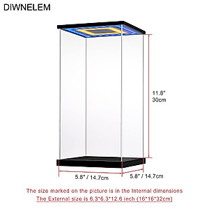 DIWNELEM Acrylic Wine Bottle Display Case with LED Light Display Stand Wine Display Case Protector Dustproof for Red Wine,Champagne,Liquor,Whiskey,Beer,Beverage Bottle (5.8 * 5.8 * 11.8")