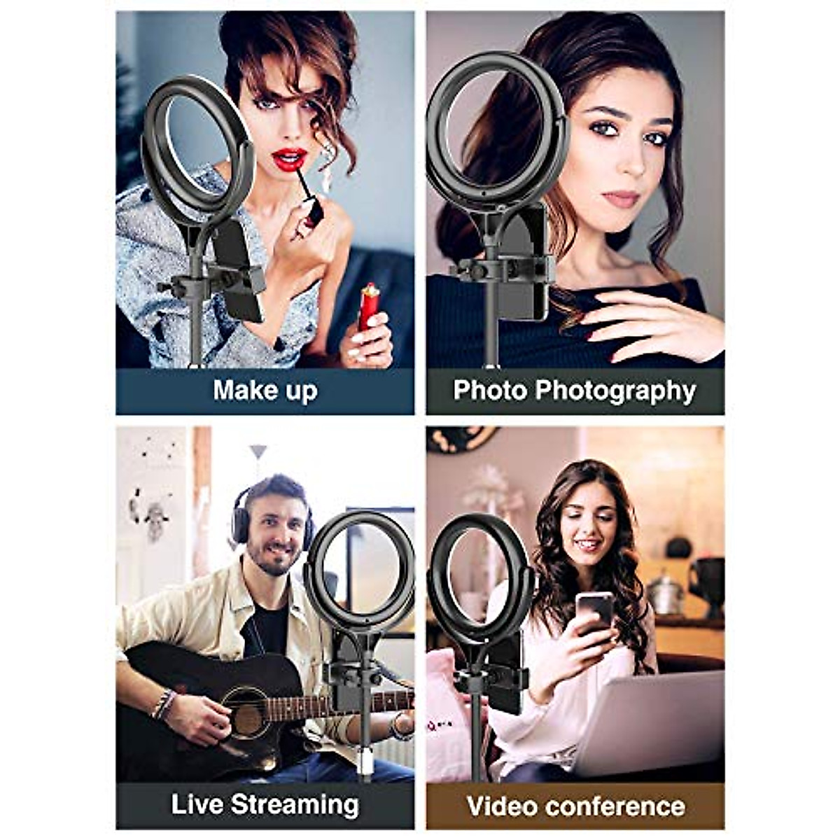 Computer Ring Light for Video Conference Lighting, Elitehood Desktop Ring Light with Stand for Laptop, 8 inch Light Ring for Zoom Meeting, Video Recording/Make Up/Live Streaming//Online Video Call