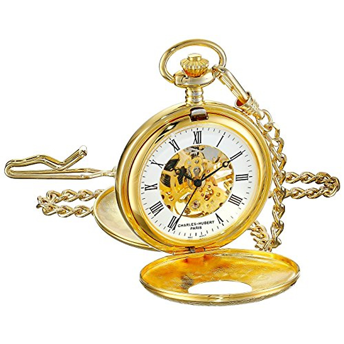 Charles-Hubert, Paris Gold-Plated Mechanical Pocket Watch