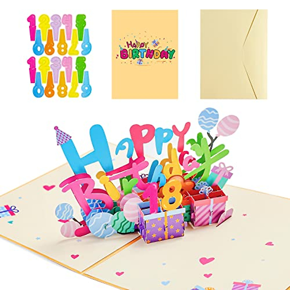 3D Pop Up Birthday Card Siumir Birthday Greeting Card with Envelope Gift Card Numbers 0-9 Personalized for Kids, Women, Men
