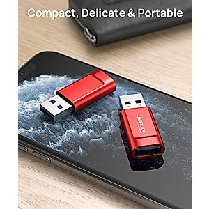 JSAUX USB Data Blocker, (4-Pack) USB-A Defender Only for Quick Charge, Protect Against Juice Jacking, Refuse Hacking Provide Safe Charging- Red