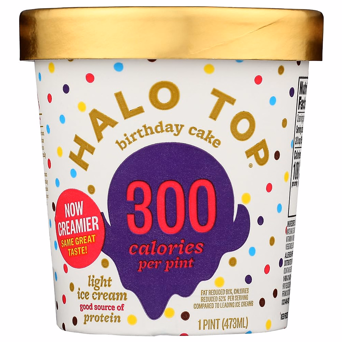 Halo Top Birthday Cake Light Ice Cream, 16 Fluid Ounce -- 8 per case.