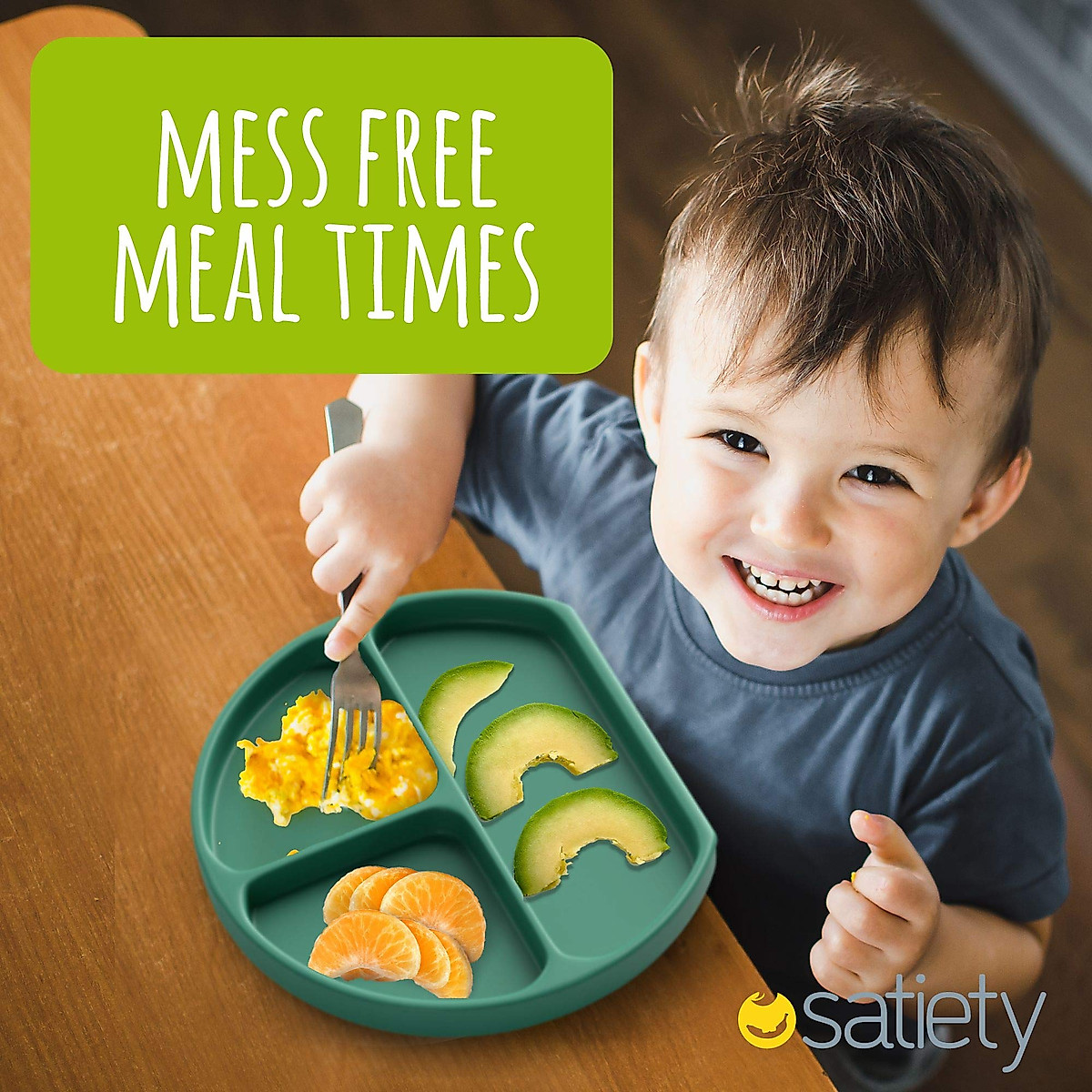 Toddler Plates Suction Plates for Baby Silicone Baby Plates 100% Food-Grade Silicone, First Stage toddler plate with Suction Feeding Supplies for Kids, Microwave & Dishwasher Safe Light Blue