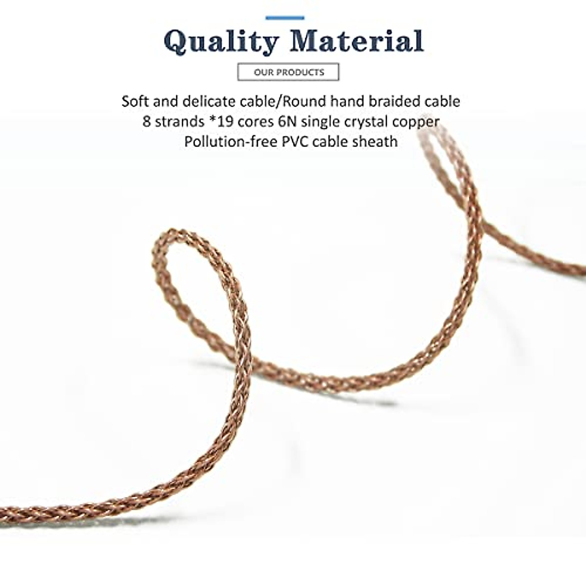 GUCraftsman 6N Single Crystal Copper Upgrade Headphone Cable 3.5mm/4.4mm/4Pin XLR Headphone Upgrade Cable for MrSpeakers/Dan Clark Audio Aeon 2 Ether 2 Ether C Flow Stealth (6.35mm Plug)