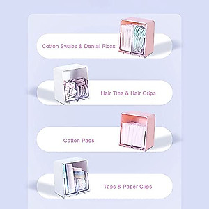 Hikinlichi Cotton Swab Ball Organizer Q-Tips Container Cotton Pads Holder Cosmetic Makeup Pads Dispenser Box 2 Sections with Clear Lid for Bathroom Washroom Countertop Home Office Desktop Storage