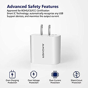 USB Wall Charger, Amoner 2Pack 15W 3-Port USB Plug Cube USB Cube Power Adapter for iPhone 14/13/12/11/Pro/ProMax/Xs/XR/X/8, Galaxy S22 S21 and More