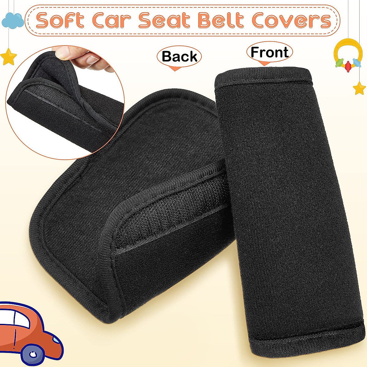 6 Pieces Baby Car Seat Strap Covers Soft Seat Belt Pads Cover for Kids Car Seat Straps Shoulder Pads Infant Stroller Strap Covers Seat Safety Belt Cushion for Boy and Girl