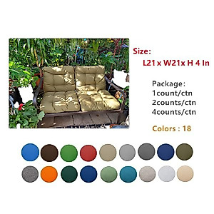 QILLOWAY Outdoor Seat/Back Chair Cushion Tufted Pillow, Spring/Summer Seasonal Replacement Cushions - Set of 2 (Charcoal Grey/Black)