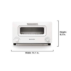 BALMUDA The Toaster | Steam Oven | 5 Cooking Modes - Sandwich Bread, Artisan Bread, Pizza, Pastry, Oven | Compact Design | Baking Pan | K01M-WS | White | US Version