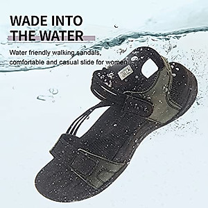 MEGNYA Comfortable Hiking Sandals for Women, Lightweight Walking Sport Slides Black Size 9