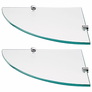 Crowye 2 Pack Glass Corner Shower Shelves 2 Tier Shelves Shower Caddy Shelf Wall Mounted Shelves for Inside Shower with Aluminum Brackets for Shampoo and Soap Organizer