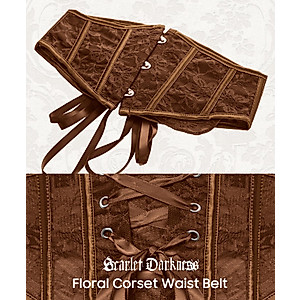 Scarlet Darkness Corset Belt Women Lace Up Waist Belt Ren Faire Underbust Corset Brown Size 10