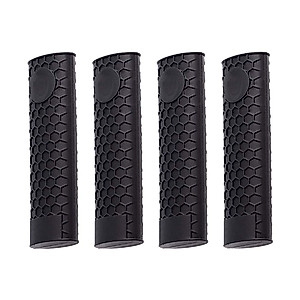 DOITOOL 4Pcs Silicone Hot Handle Holder Sleeve Heat Resistant Cover Rubber Pot Handle Sleeve for Frying Pans Griddles Sleeve (Black)