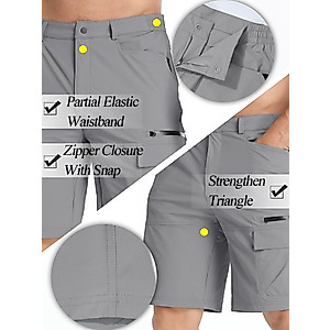 TACVASEN Mens Outdoor Hiking Shorts Summer Lightweight Quick Dry Casual Water Resistant Cargo Fishing Golf Shorts Light Grey, 34