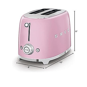 SMEG 2 Slice Toaster with Sandwich Rack Combo, Pink