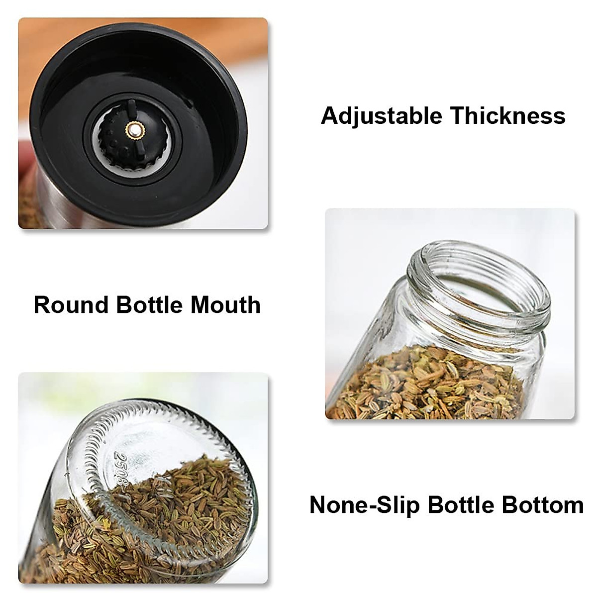 Stainless Steel Salt And Pepper Mill Grinder, Spice Glass Muller, Hand Mill Grinding Bottle, Kitchen Gadgets Glass Tools