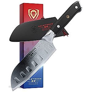 Dalstrong Mini Santoku Knife - 5 inch - Shogun Series - Japanese AUS-10V Super Steel Asian Knife - Damascus Layered - 67 Layers - Vacuum Treated Vegetable Knife - Sheath Included