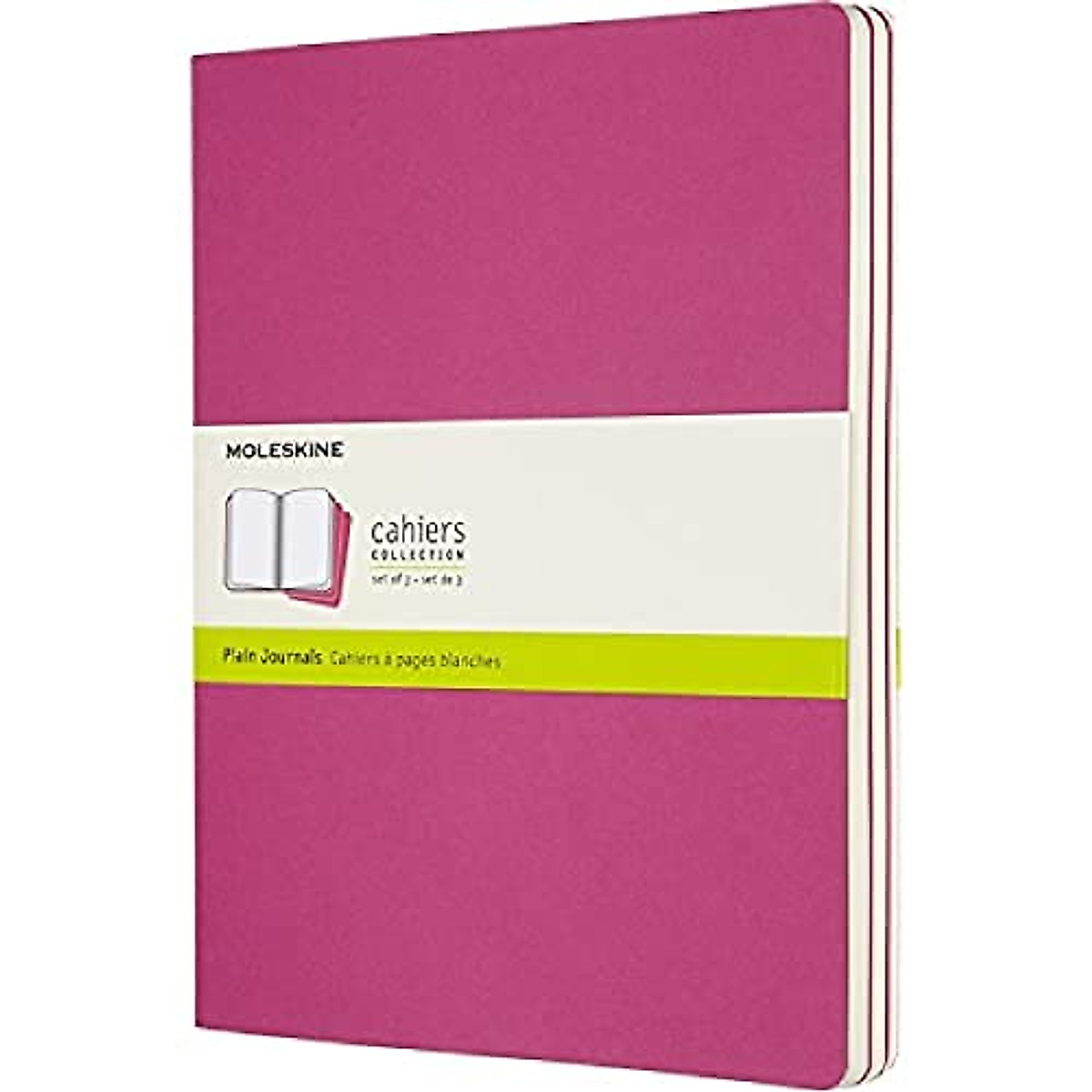 Moleskine Cahier Journal, Soft Cover, XL (7.5" x 9.5") Plain/Blank, Kinetic Pink, 120 Pages (Set of 3)