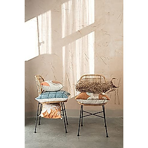 Creative Co-Op Cotton Lumbar French Knots & Embroidered Flowers Pillow, Coral & White