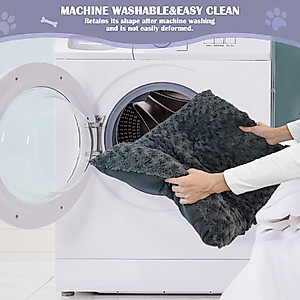 DOGKE Extra Large Washable Dog Bed Deluxe Fluffy Plush Dog Crate Pad，Dog Beds Made for Large, Medium, Small Dogs and Cats, Anti-Slip Dog Crate Bed for Sleeping and Anti Anxiety, 38"x25",Dark Grey