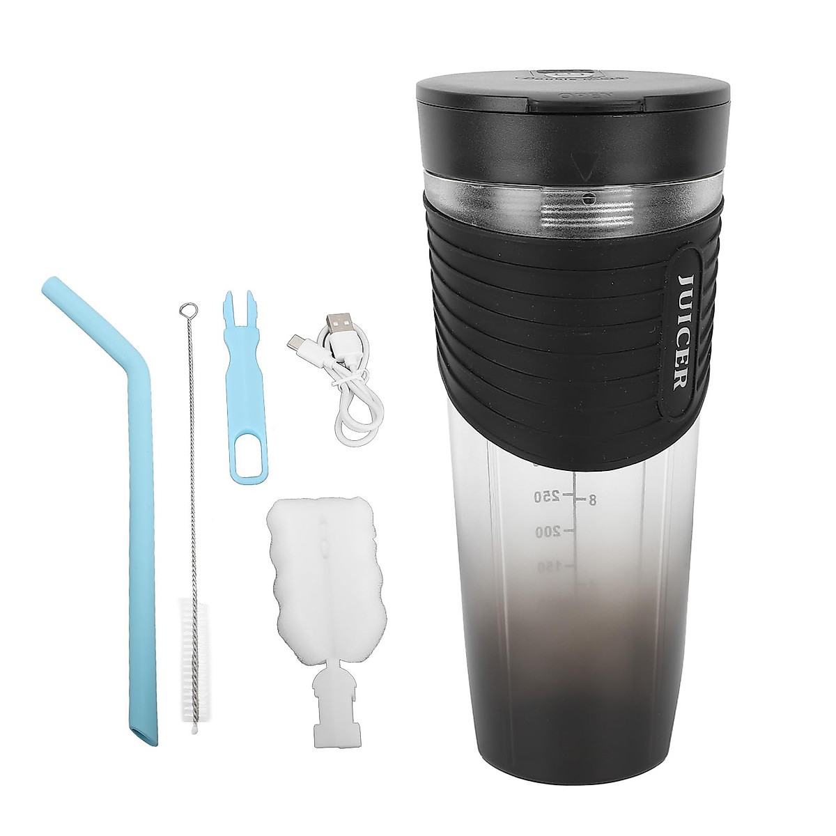 Portable Blender with 20,000RPM Motor, Rechargeable Battery 6 Stainless Steel Blades for Smoothies Shakes Home Outdoor (Black)