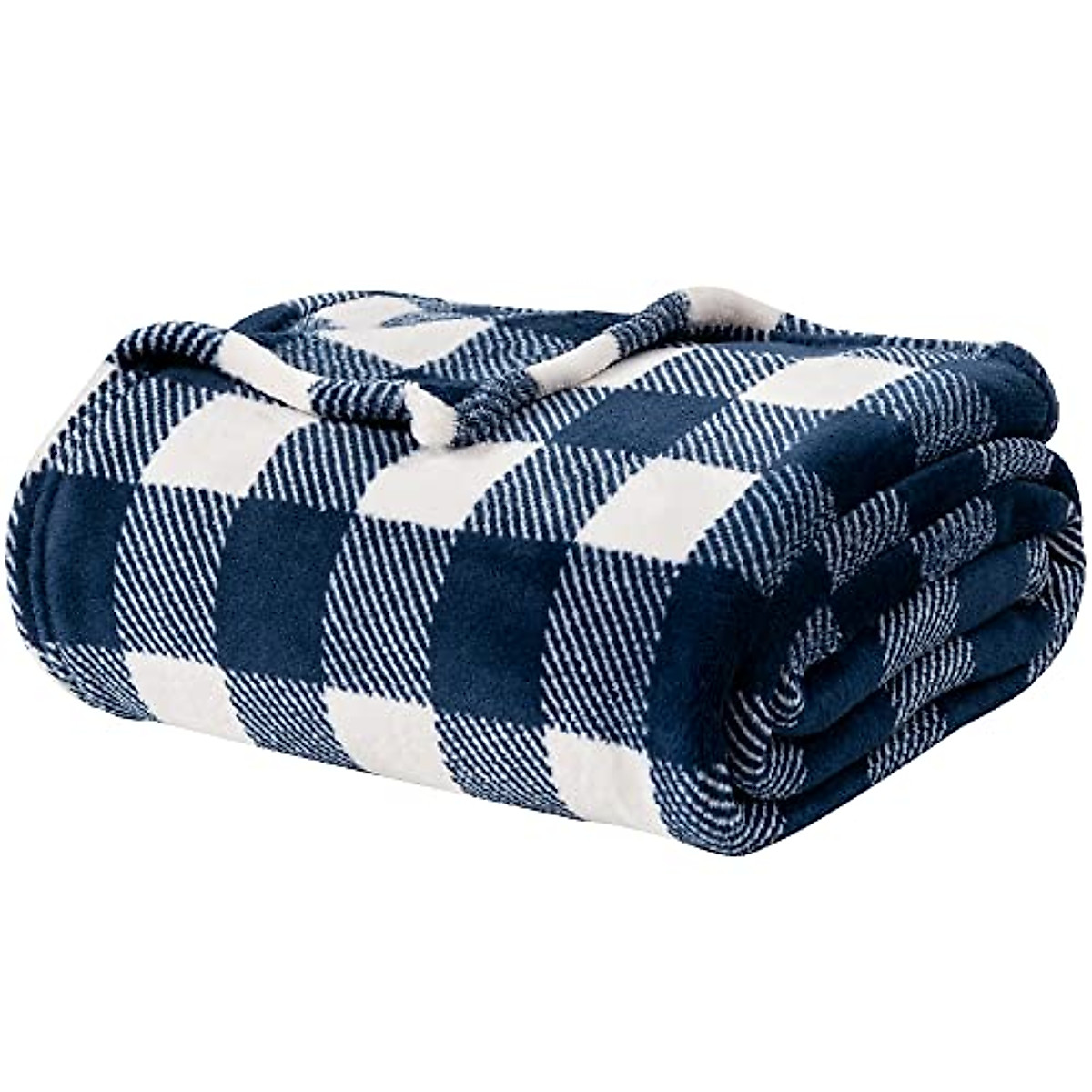 BEDELITE Fleece Throw Blanket for Couch Sofa Bed, Buffalo Plaid Decor Navy and White Checkered Blanket, Cozy Fuzzy Soft Lightweight Warm Blankets for Spring and Summer