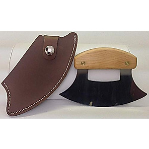 Diamond Single Genuine Leather Ulu Sheath, Stamped "Alaska", For an Inupiat Knife, Natural Light Brown