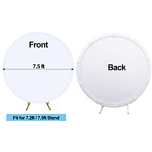 7.5ft White Round Backdrop Covers for Arch Circle Stand, Wrinkle Resistant Background Cover for Birthday Party Wedding Baby Shower Decoration