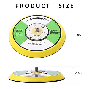 SHININGEYES 1Pcs 5in Hook and Loop Flexible Backing Pad, 5" Sanding Back Pad 5/16" 24 Thread for Air Orbital Sander and Pneumatic Polisher