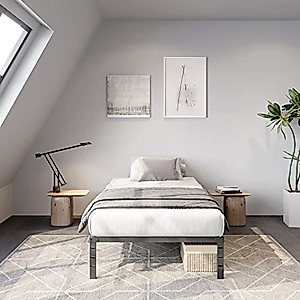 Vengarus 14 Inch Metal Platform Bed Frame-Twin XL Size Bed Frame,Steel Slat Support,No Box Spring Needed,Mattress Foundation,Easy Assembly,Under Bed Storage,Twin XL Bed Frame,Black