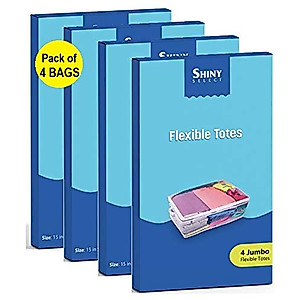 Jumbo Size Clear Flexible Zipper Storage Bags Organizer, for Clothes, Bedding, Quilts, Blankets, Flexible Thick Plastic Totes for Easy and Convenient Storage, Travel, Underbed, Closet Organization, X-Large Huge 22 Gallon (Pack of 4) (22 Gallon)