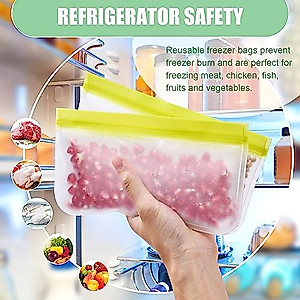 Reusable Food Storage Bags - 24 Pack Reusable Freezer Bags(8 Reusable Gallon Bags + 8 Reusable Sandwich Bags + 8 Reusable Snack Bags)，Reusable Ziploc Bags for Meat Fruits and Vegetables.