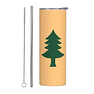 LIICHEES Flag of Maine (1901–1909) Stainless Steel Vacuum Insulated Tumbler 20oz Coffee Cups Travel Mug Water Cup with Metal Straw Cleaning Brush