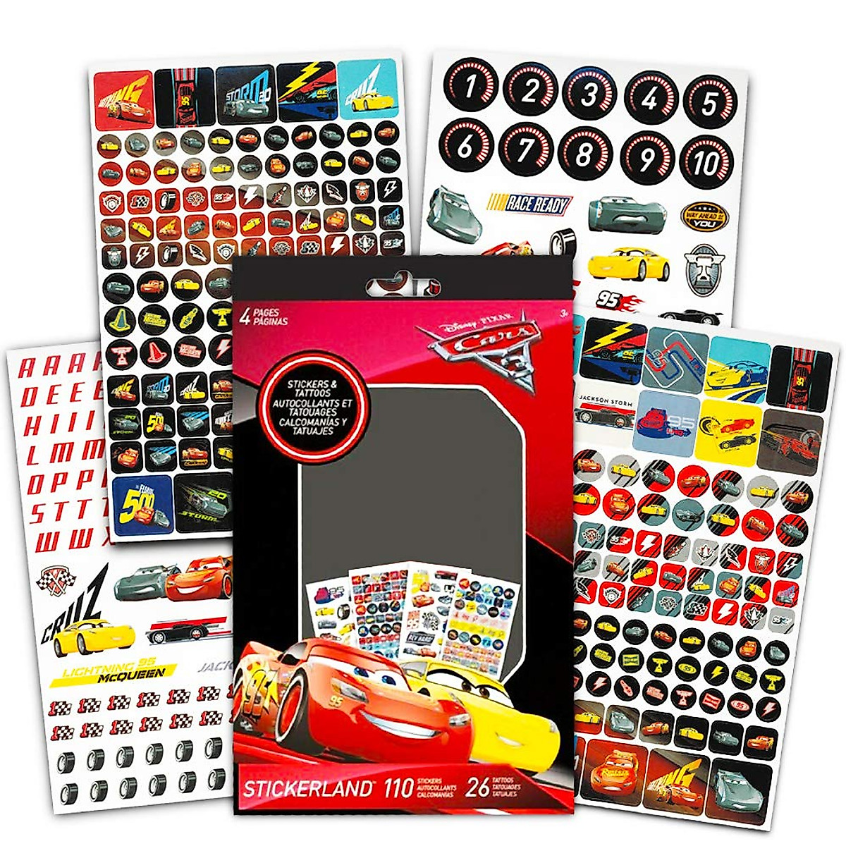 Disney/Pixar Cars Stickers & Tattoos Party Favor Pack (Bundle with Over 400 Stickers & 75 Temporary Tattoos)