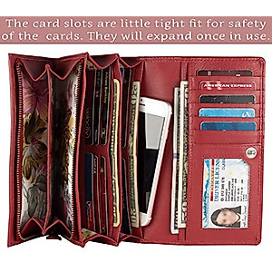 Mou Meraki Women RFID Blocking Real Leather Bifold Wallets For Women-Shield Against Identity Theft (WATERMELON)