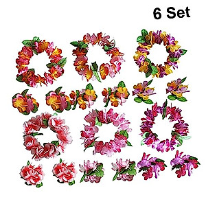 Beaupretty 6 Sets Head Bands for Women's Hair Makeup Slap Bracelet Corsage Wristlet Wedding Headband Head Bands for Womens Hair Floral Wreath Hawaiian Leis Wristband Flowers Floral Wristband