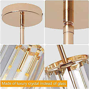 Heircido Rose Gold Pendant Light,Modern Crystal Pendant Lighting,Bar Pendant Light Fixture for Kitchen Island Dining Room Bedroom Hallway