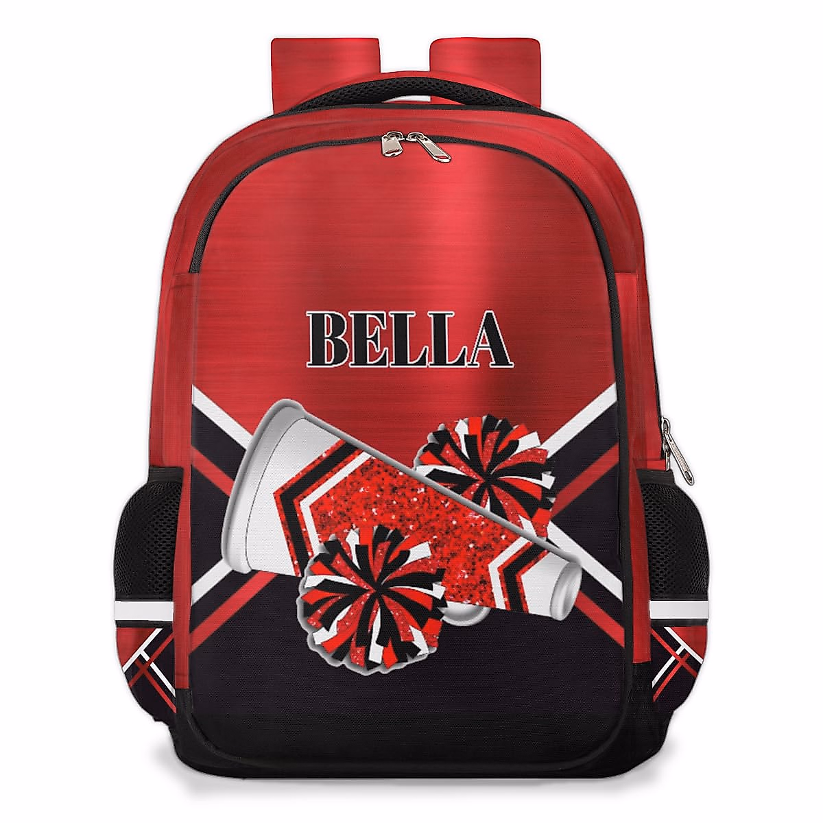 RIRIX Personalized Kids Backpack Custom Backpack Schoolbag Children Bookbag for Boys & Girls Glitter Red Cheer