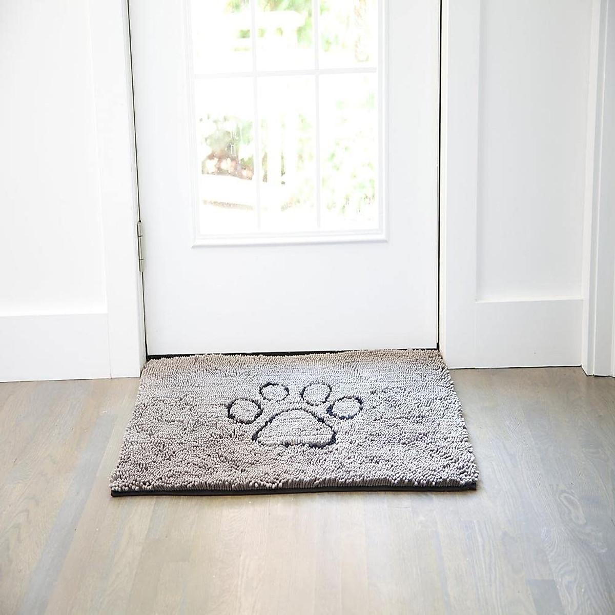 Dog Gone Smart Pet Products Dirty Dog Microfiber Paw Doormat - Mud Mat For Dogs - Super Absorbent Dog Mat Keeps Paws & Floors Clean - Machine Washable Pet Door Rugs with Non-Slip Backing | Large Grey