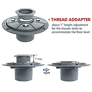 Neodrain 2-Inch PVC Sub Drain, Shower Drain Base, No Hub Shower Drain Base with Rubber Gasket for 2 inch Linear & Square Drain Installation