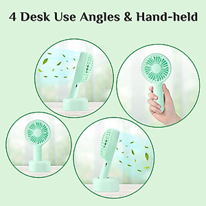HOTWIND Portable Fan Mini Handheld Fan Desk Fan Battery Operated Small Personal Fan 3 Level Speed Adjustable Rechargeable USB Fan Cute Design Powerful for Stylish Kids Girls Women Men Indoor Outdoor