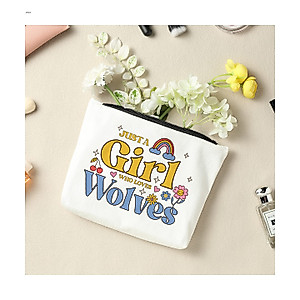 NBIAN Wolves Gifts Wolves Makeup Bag for Women Best Gifts for Animal Birthday Gift for Girl Best Friend Sister Daughter - Just a Girl Who Loves Tackle Wolves