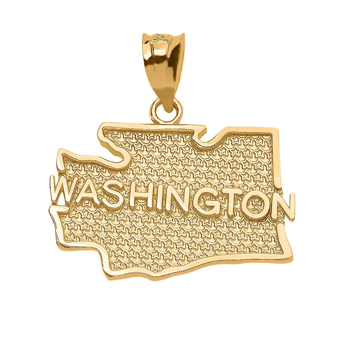 Washington US State Map Charm Pendant in 14k Yellow Gold